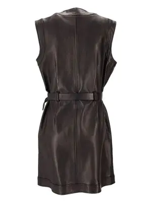 LA ROSE Leather Shirt Dress