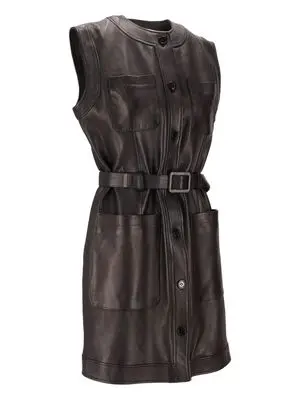 LA ROSE Leather Shirt Dress