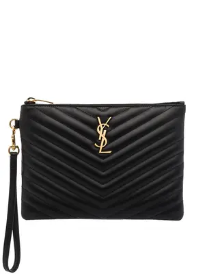 Saint Laurent Monogrammed Leather Pouch