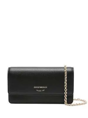 Emporio Armani Leather Wallet On Chain - Black
