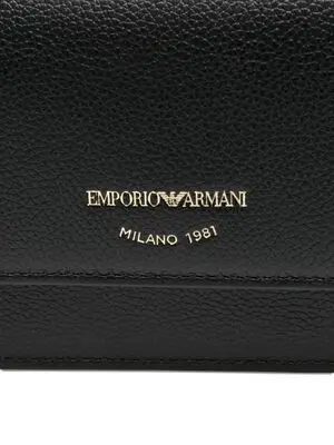Emporio Armani Leather Wallet On Chain - Black
