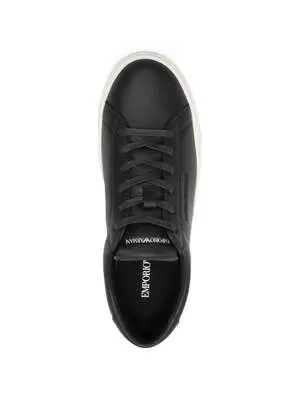 Emporio Armani Leather Sneakers - Black