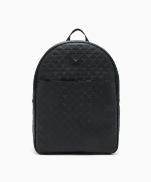 Emporio Armani Logo Leather Backpack - Black