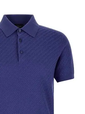 Brioni Weaving Polo Plot - Blue