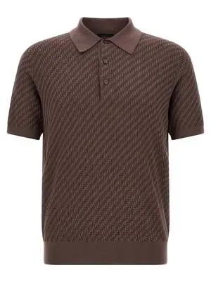 Brioni Weaving Polo Plot - Brown