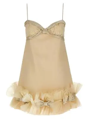 Beige Ruffle Mini Dress