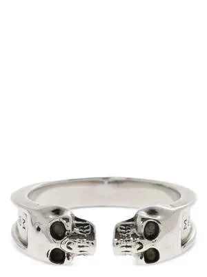 Alexander McQueen Thin Twin Skull Ring - Silver
