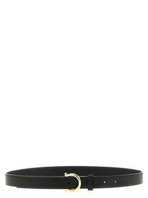 FERRAGAMO Gancini Leather Belt - Black