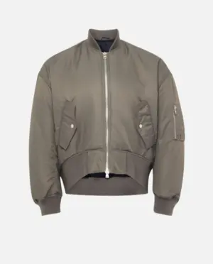JW Anderson Oversized Curved Hem Bomber Jacket - Steel