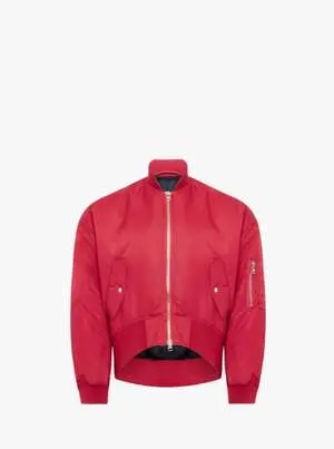 JW Anderson Oversized Curved Hem Bomber Jacket - Ruby