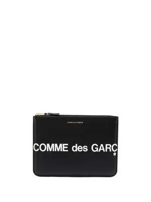 Comme Des Garçons Logo Leather Pouch - Black