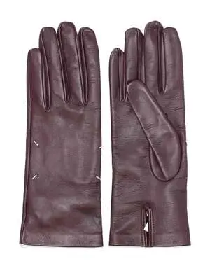 MAISON MARGIELA Leather Gloves - Aubergine