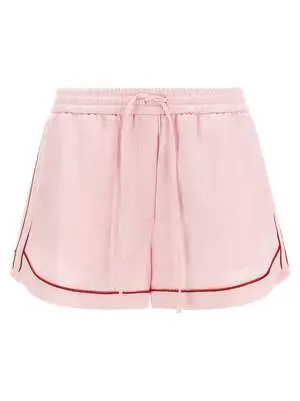 Off White Jacquard Satin Pajama Shorts