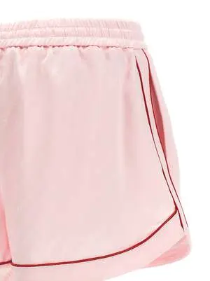 Off White Jacquard Satin Pajama Shorts