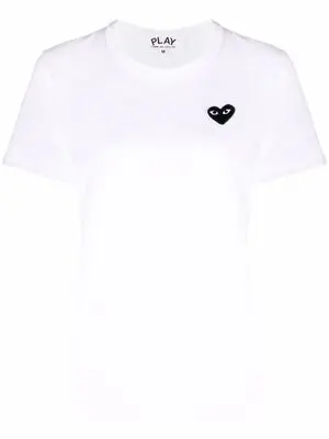 Comme Des Garçons Cotton T-shirt With Heart Motif - White