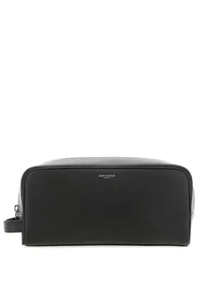 Saint Laurent Grained Leather Cosmetic Pouch - Noir