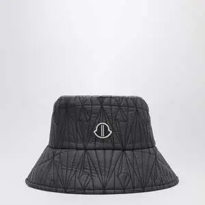 MONCLER + RICK OWENS Quilted Bucket Hat With Logo - Black