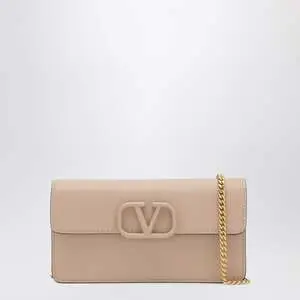 Valentino Garavani Vlogo Leather Wallet With Chain - Pink