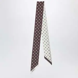 Valentino Garavani Brown Scarf With Butter Colored Polka Dots - Multicolor