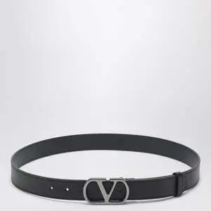 Valentino Garavani Vlogo Signature Leather Belt - Black
