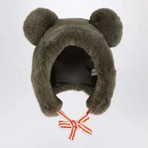MINI RODINI Faux Fur Ear Hat - Grey