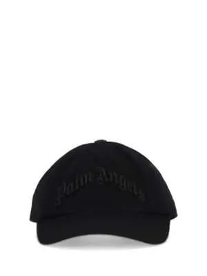 Palm Angels Curved Logo Tonal Cap - Black - Black