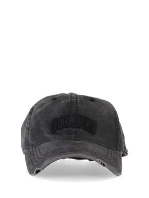 Palm Angels Curved Logo Distressed Cap - Anthracite - Black