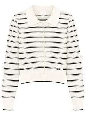 A.p.c. Striped Cardigan With Polo Collar - Multicolour
