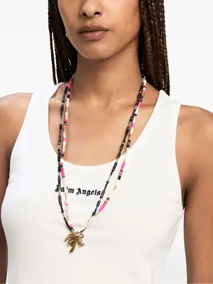 Palm Angels Classic Logo Rib Tank - White Black