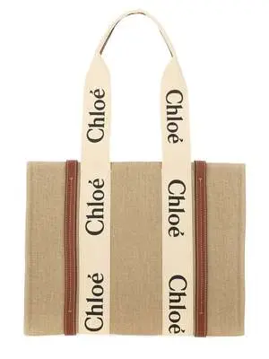 Chloé Woody Tote Bag - Beige