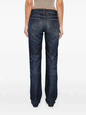 Palm Angels Logo Embroidered Straight Leg Jeans