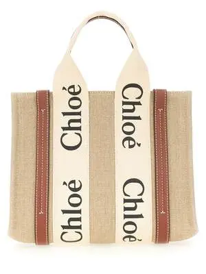 Chloé Small 'woody' Tote Bag - Beige