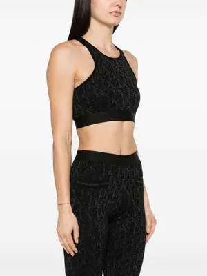 Palm Angels Monogram Jacquard Crop Top - Black Black