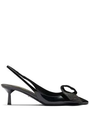 Prada 55mm Crystal-embellished Slingback Pumps - Nero