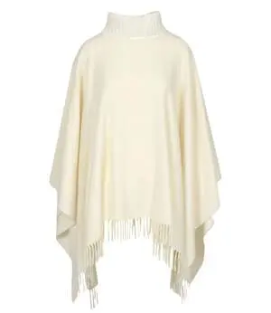 GRAN SASSO Cape With Fringed Hem - Cream