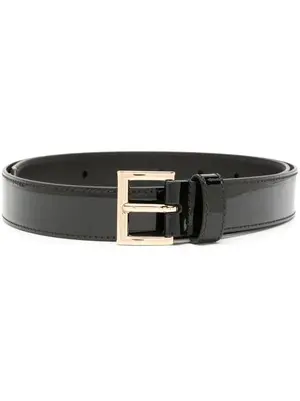 Prada Logo Plaque Patent Leather Belt - Nero