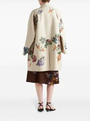 Prada Floral-print Single-breasted Coat