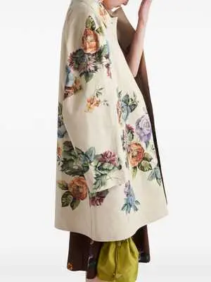 Prada Floral-print Single-breasted Coat