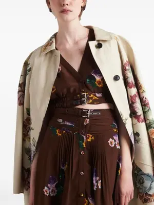 Prada Floral-print Single-breasted Coat