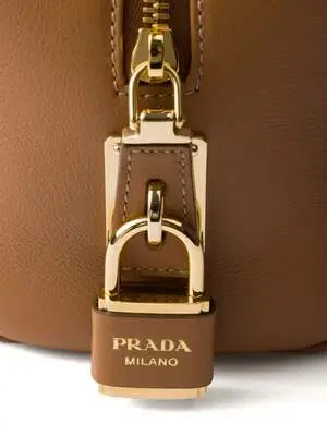 Prada Medium Leather Top Handle Bag With Padlock