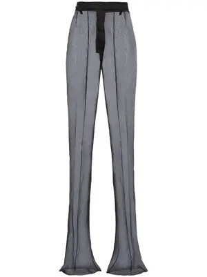 Prada Semi-sheer Flared Trousers - Nero