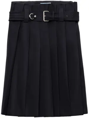 Prada Belted Pleated Mid-length Skirt