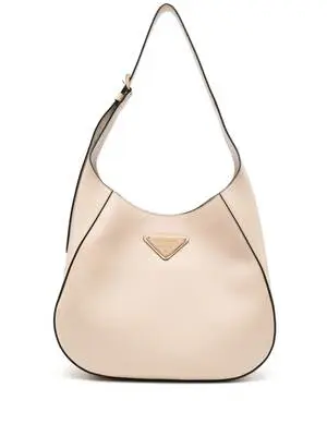 Prada Leather Shoulder Bag With Triangle Logo