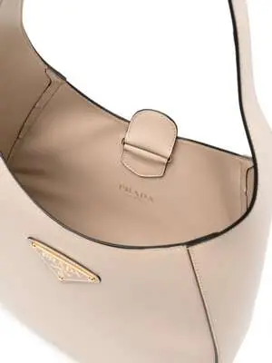 Prada Leather Shoulder Bag With Triangle Logo