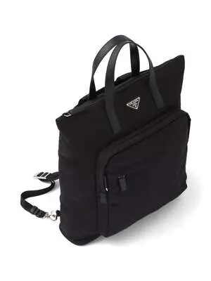 Prada Re-nylon And Saffiano Leather Tote Bag - Nero