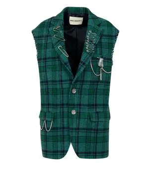 ROY ROGER'S Sleeveless Plaid Jacket