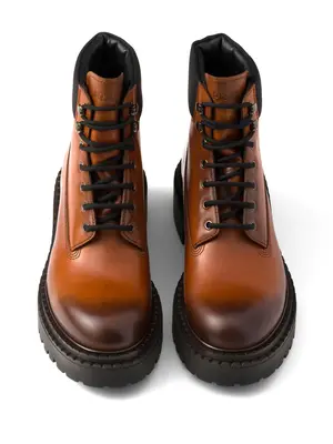 Prada Leather Boots - Cognac