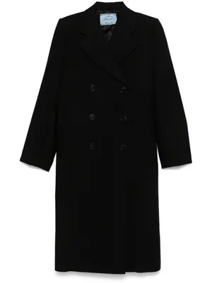 Prada Virgin Wool Mid-length Coat - Nero