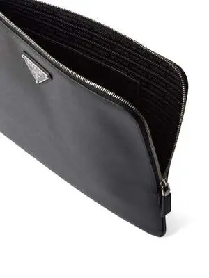 Prada Triangle Logo Leather Clutch