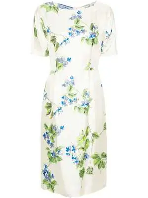 Prada Floral Print Twill Dress - Talco